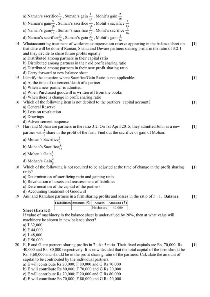 Class 12 Accountancy Chapter 2 Change in Profit Sharing Ratio - Exam Junction