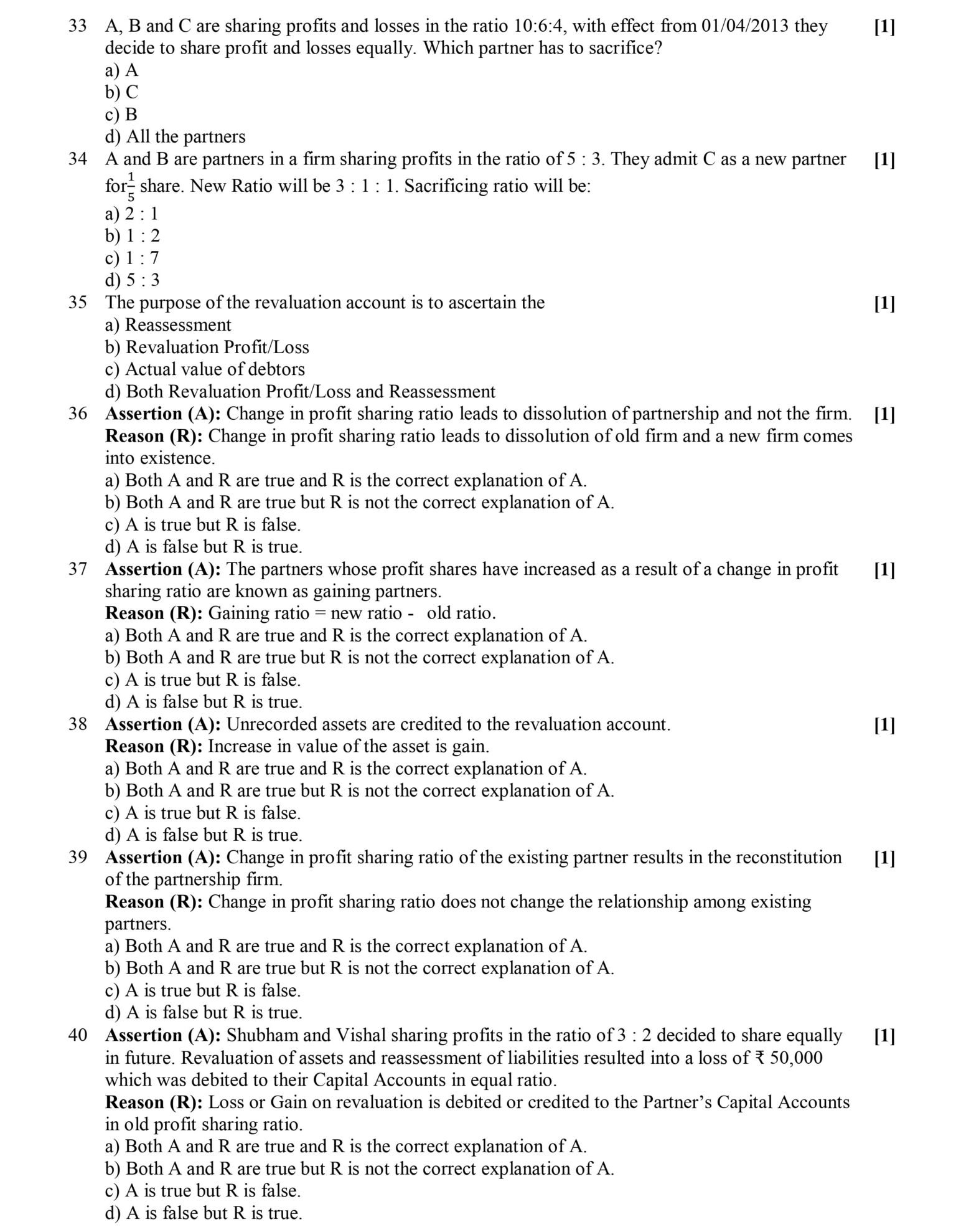 Class 12 Accountancy Chapter 2 Change in Profit Sharing Ratio - Exam Junction
